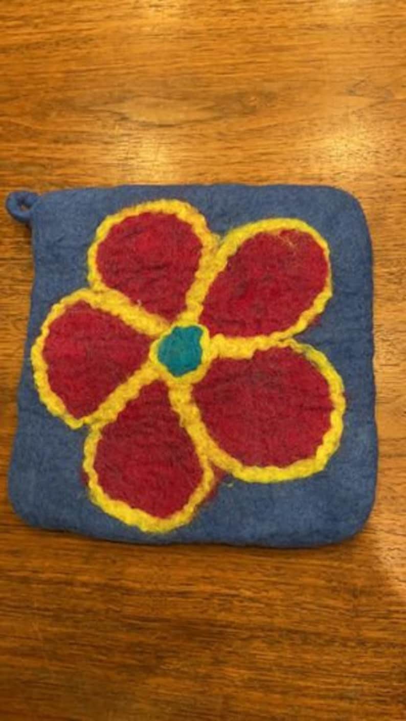 Felted Wool Pot Holder Felt Hot Pad Hotpad Infused With Cotton - Etsy