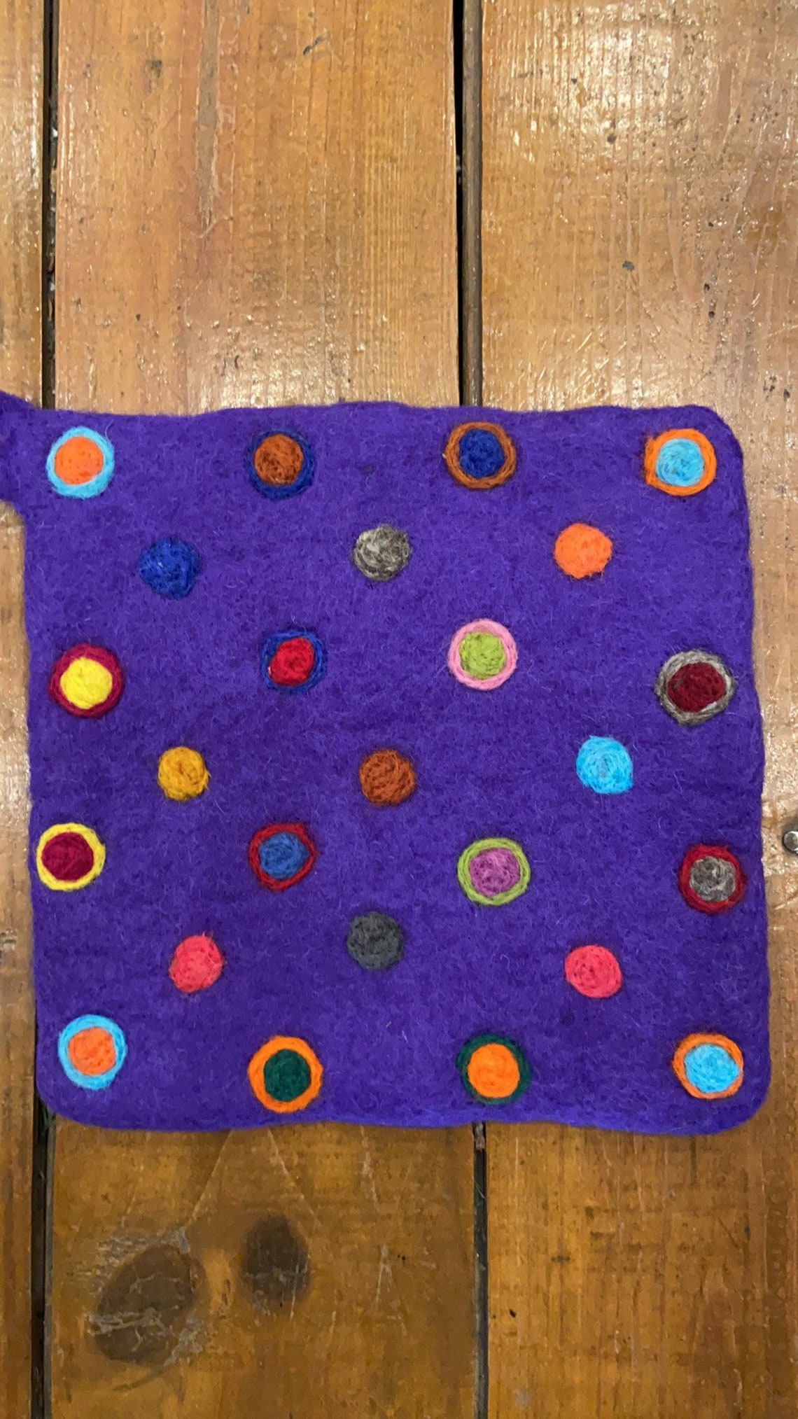 Felted Wool Polk-a-dot Felt Pot Holder/hot Pad 8.5 in X 8.5 | Etsy