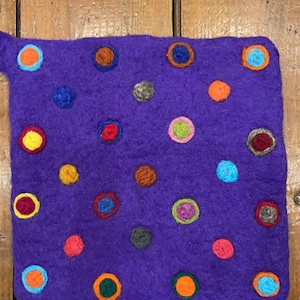 Felted Wool Polk-a-dot Felt Pot Holder/hot Pad, 8.5 in X 8.5 in Trivet ...