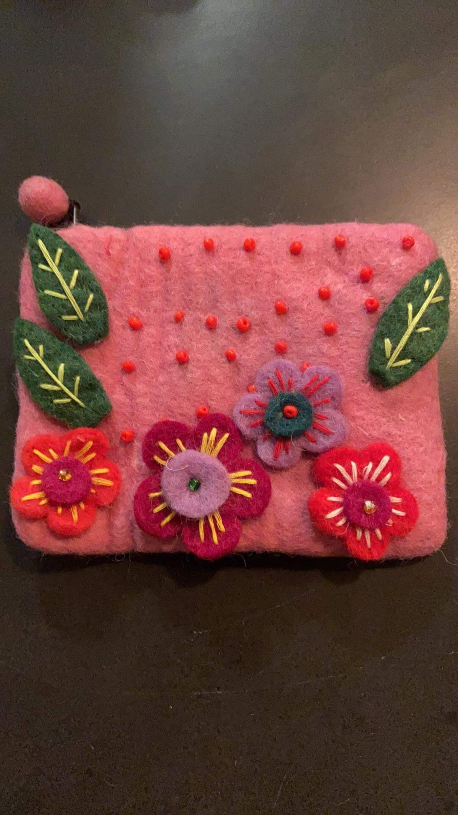 Felted Wool Zippered Coin Pouch 5.5 in X 4.5 In, Felt Cosmetic Bag ...
