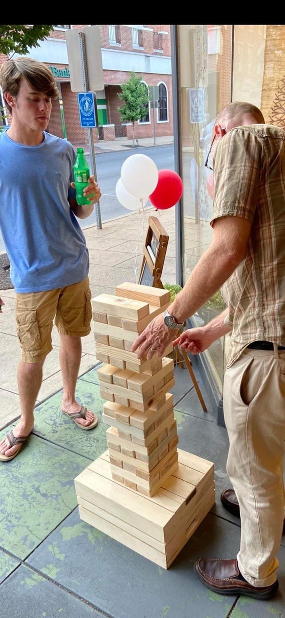Large Human-sized Wooden Block Stacking Game With Storage | Etsy