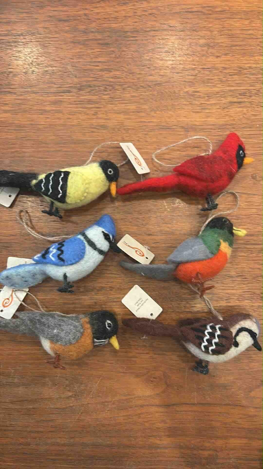 Hand-crafted Felted Wool Birds Hanging Christmas Holiday Ornaments ...