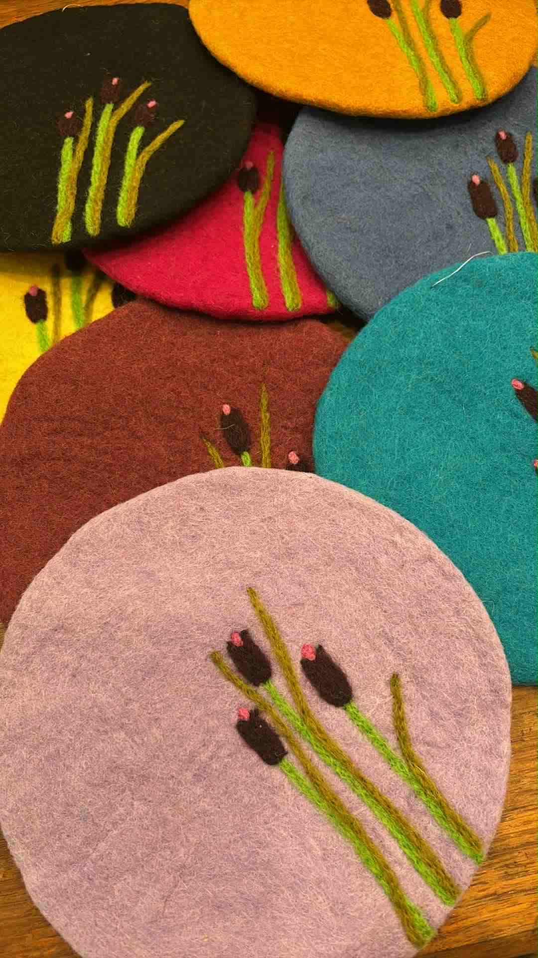 Hand-crafted Felted Wool 8 Inch Round Trivets Pot Holders Hot Pads ...