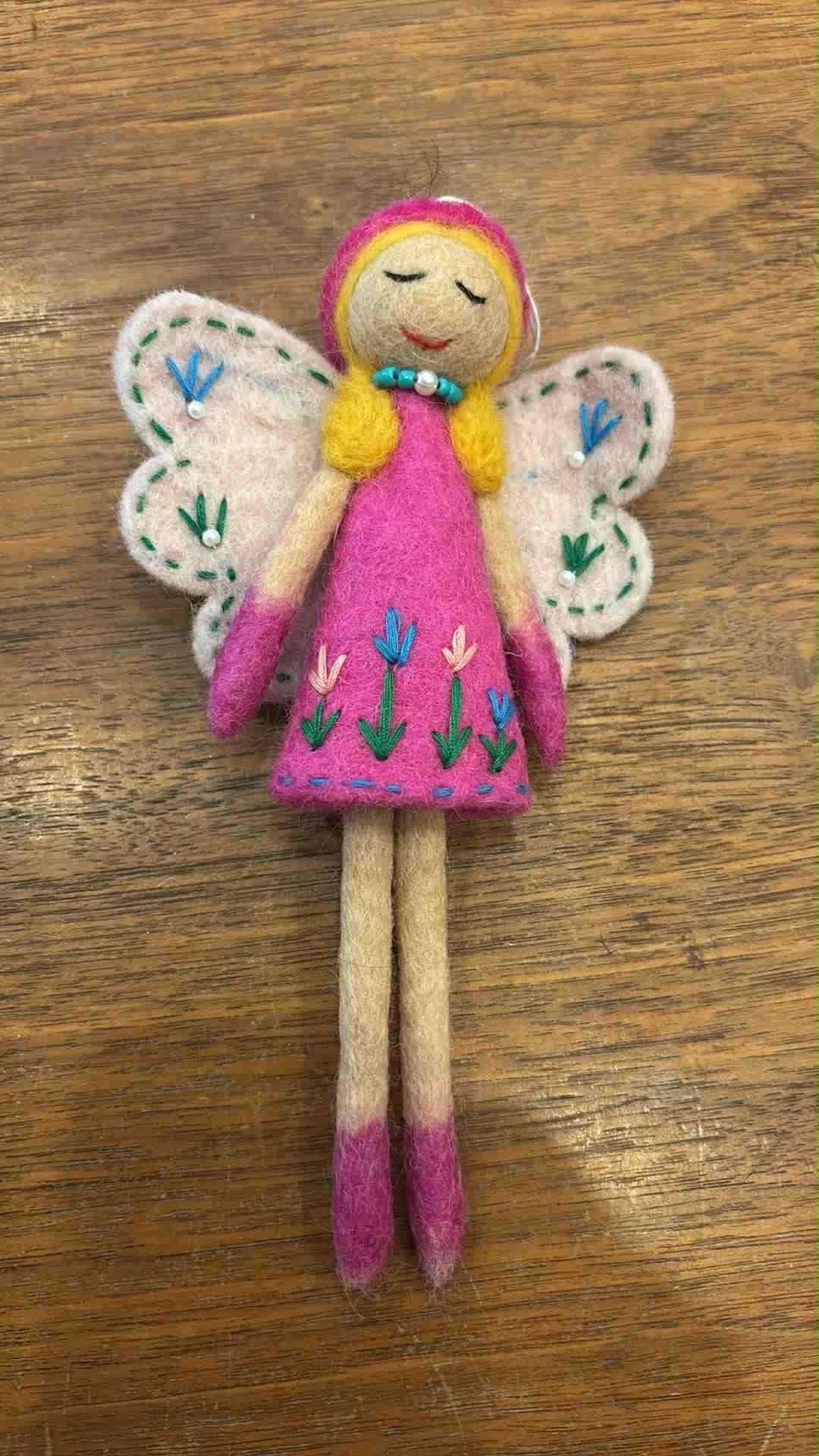 Hand-crafted Felted Wool Fairies Fairy Hanging Christmas Holiday ...
