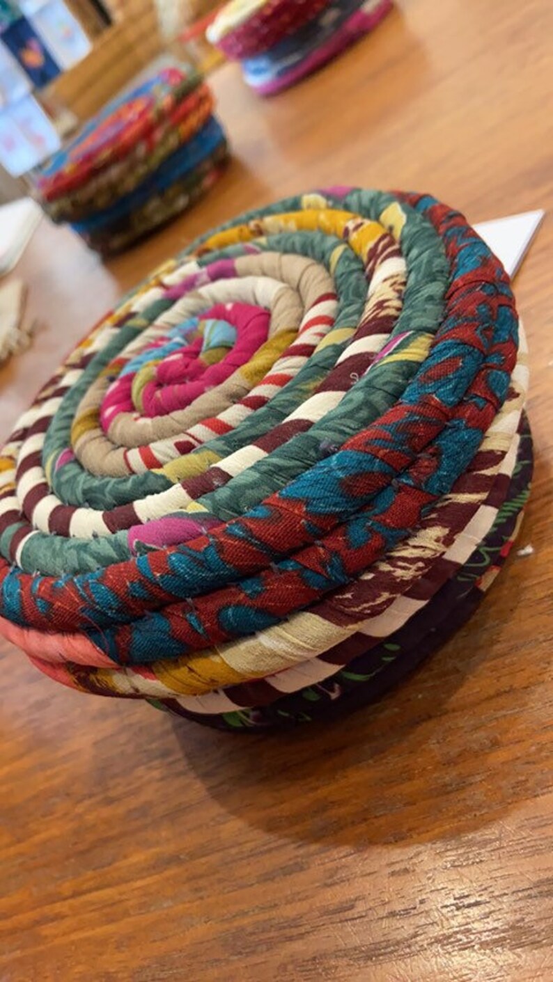 Colorful Coiled Bowls with Covered Lids Trinket Boxes Made | Etsy