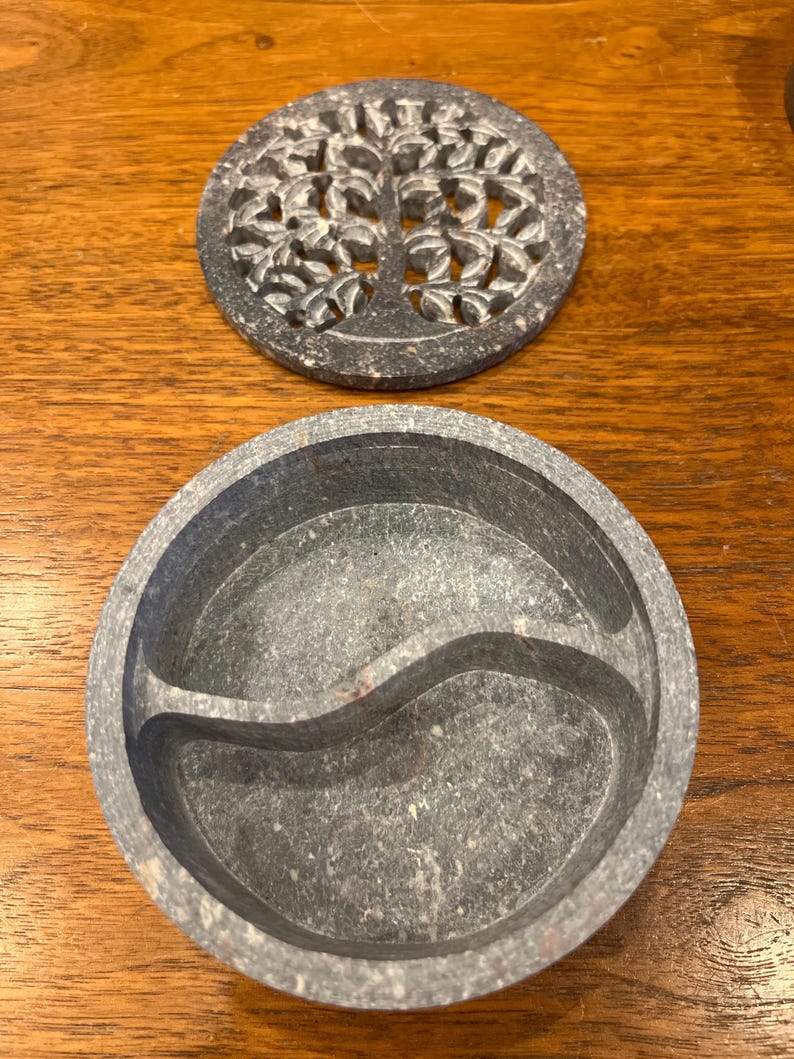 Tree of Life Soapstone Trinket Boxes, Fair Trade From India (4x4x1.5 ...