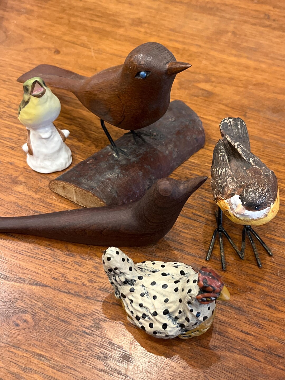 Various Unique Bird Figurines and Statues, Wood, Iron Metal, and ...