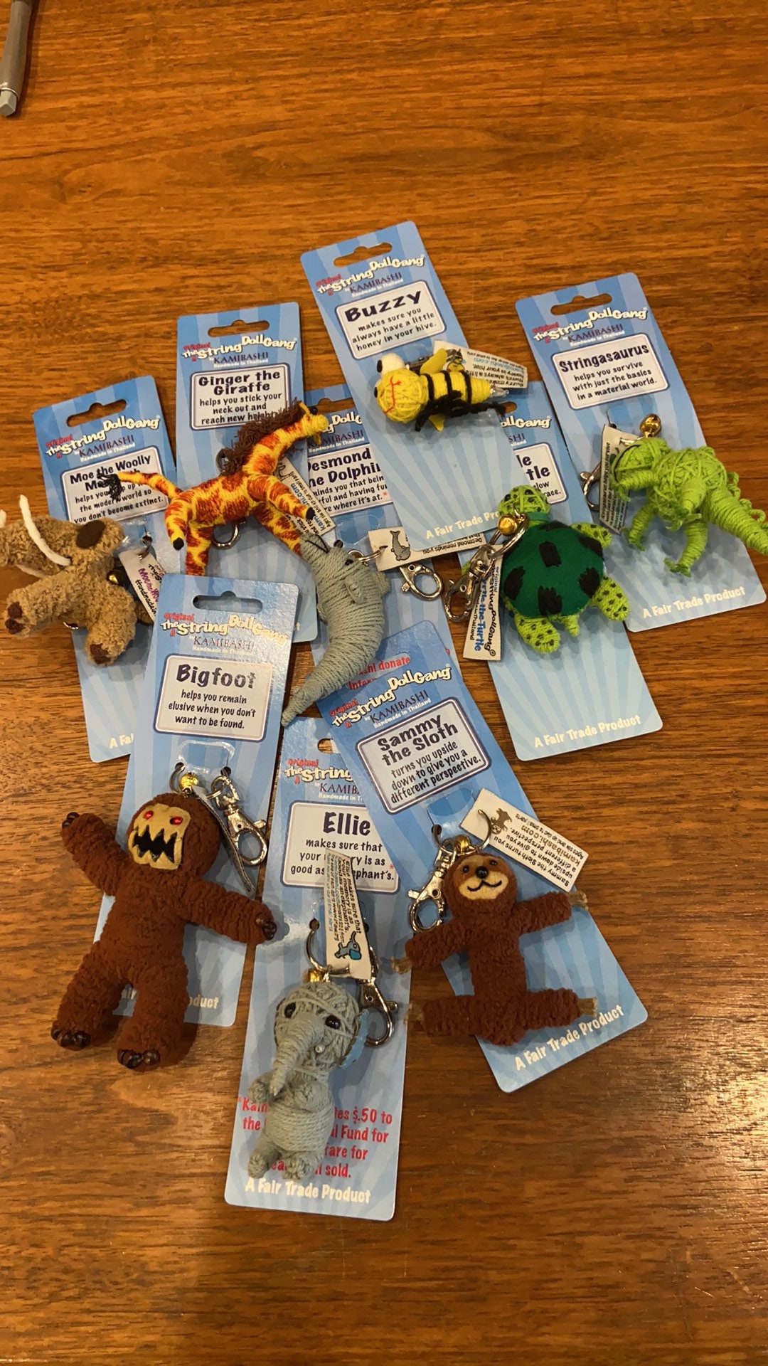 Kamibashi String Doll Key Chains Keychains, Giraffe Bee Turtle Mammoth ...