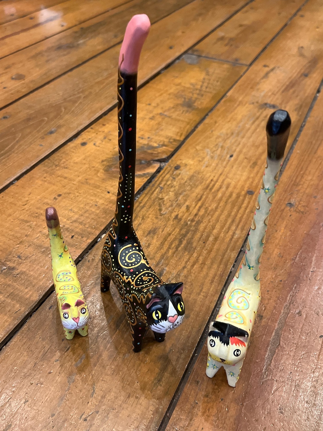 Handcrafted Cat Trio Ringholder Figurines, Ring Holder Set of 3, Fair ...