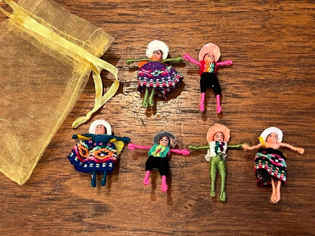 Hand-crafted Worry Dolls in Pouch, Miniature Dolls, 6 Count, Fair Trade ...