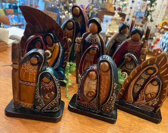 Hand-carved Wooden Painted Nativities Crèche Christmas Holiday Nativity ...