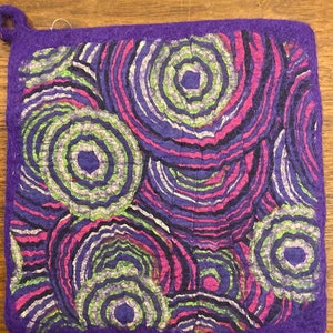 Felted Wool Pot Holder Felt Hot Pad Infused With Cotton Fabric, 8 X 8 ...