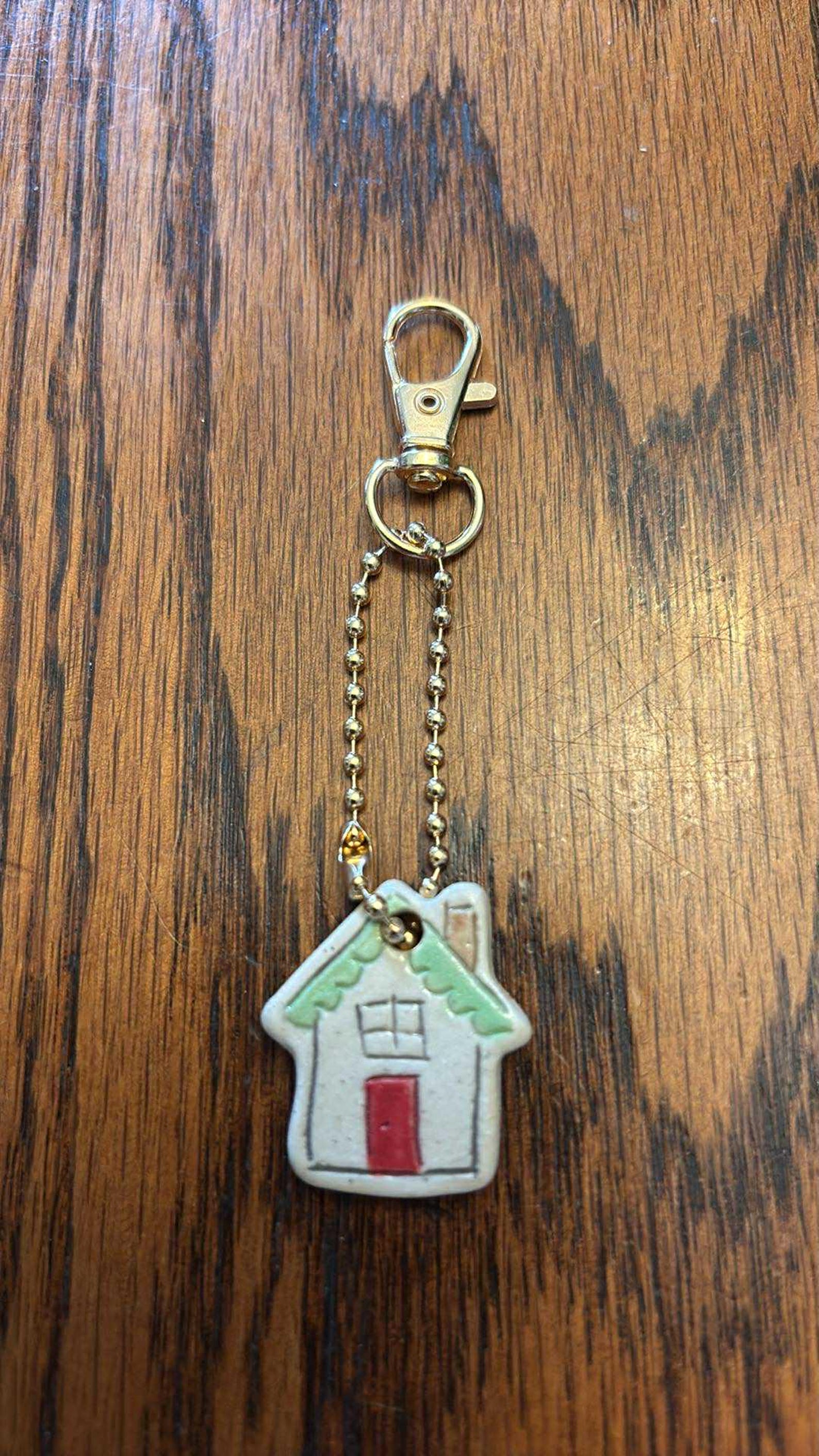 Hand-crafted Pottery Key Chains Key Fabs Keychains, Bees and Houses ...
