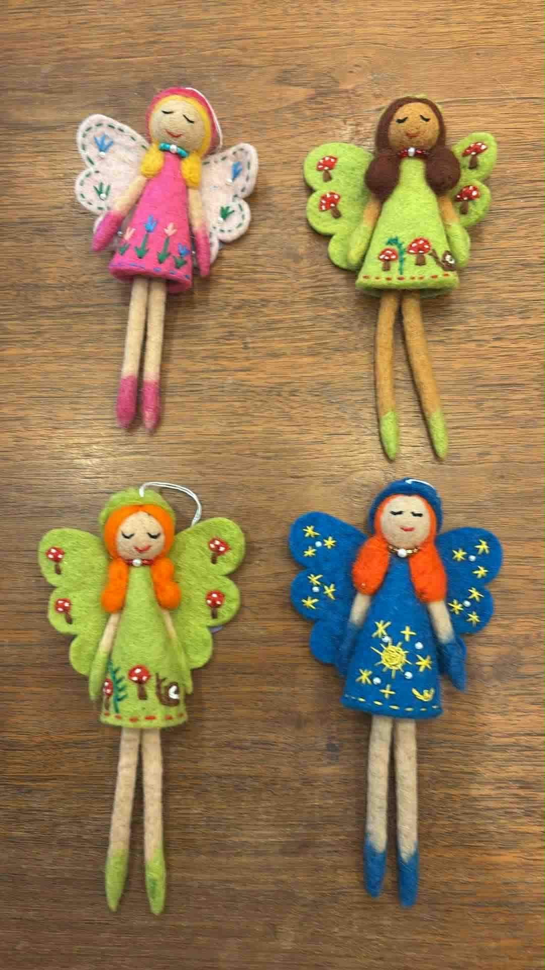 Hand-crafted Felted Wool Fairies Fairy Hanging Christmas Holiday ...