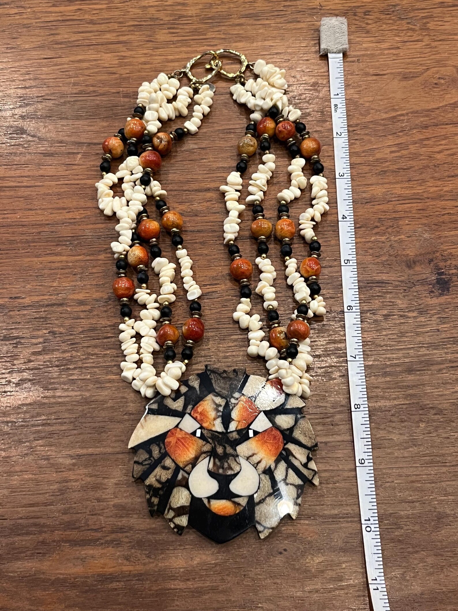 Vintage Lee Sands Sandra David Large Lion Head 4-strand Beaded ...