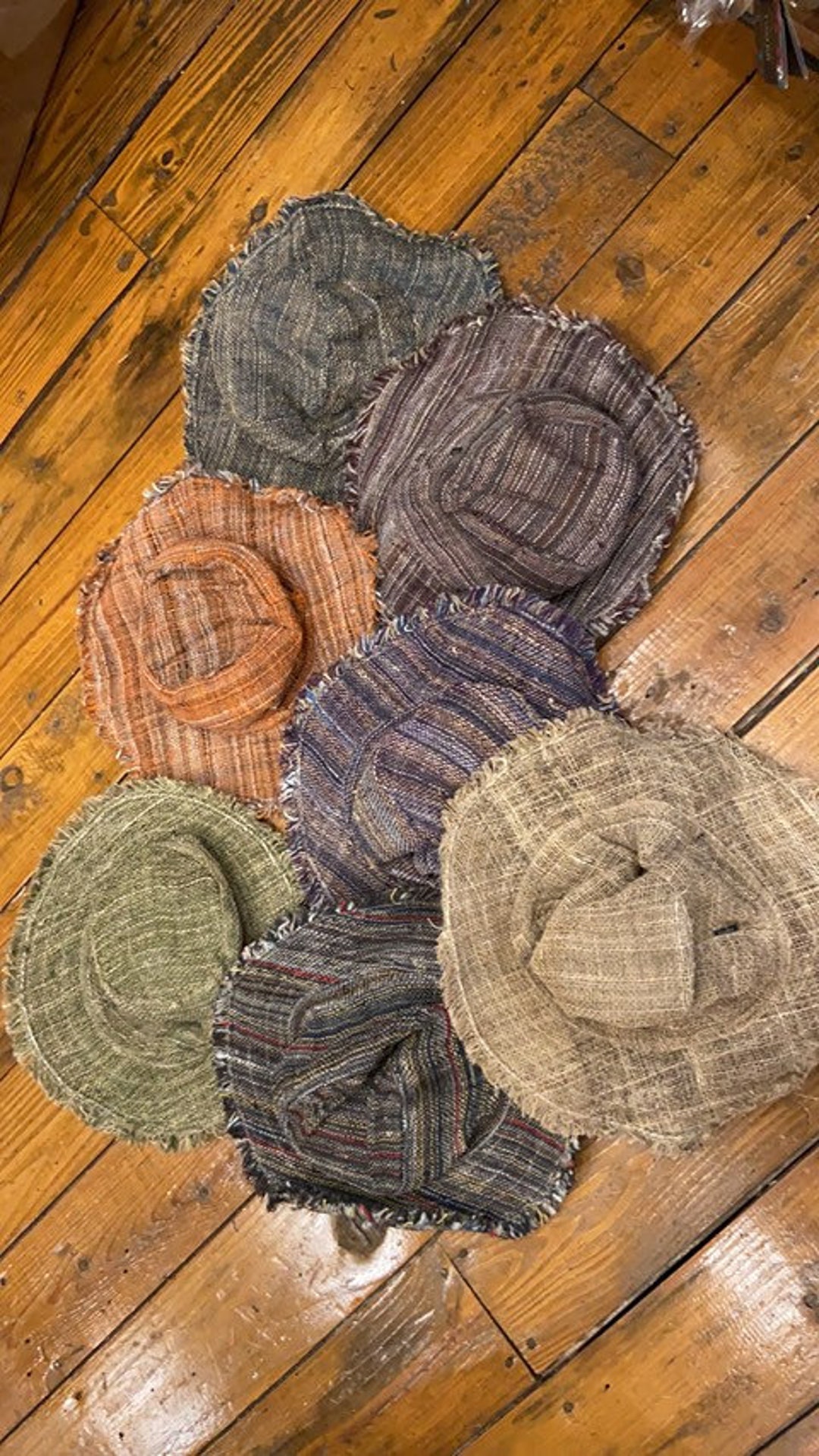 Fringed Wild Hemp Wide Brimmed Sun Hats With Flexible Wire Rim, Fair ...