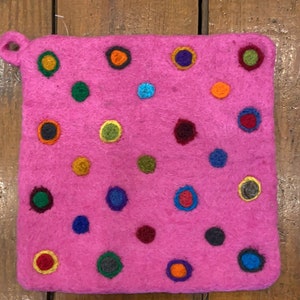 Felted Wool Polk-a-dot Felt Pot Holder/hot Pad 8.5 in X 8.5 | Etsy