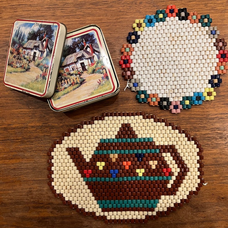 Vintage Beaded Trivet - Etsy