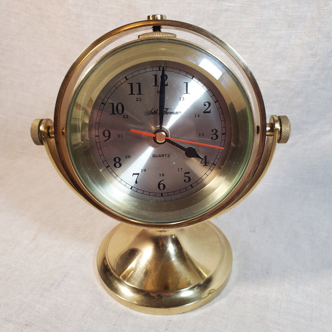 Vintage Seth Thomas Brass Nautical Style Desk Shelf Mantel Ship Clock ...