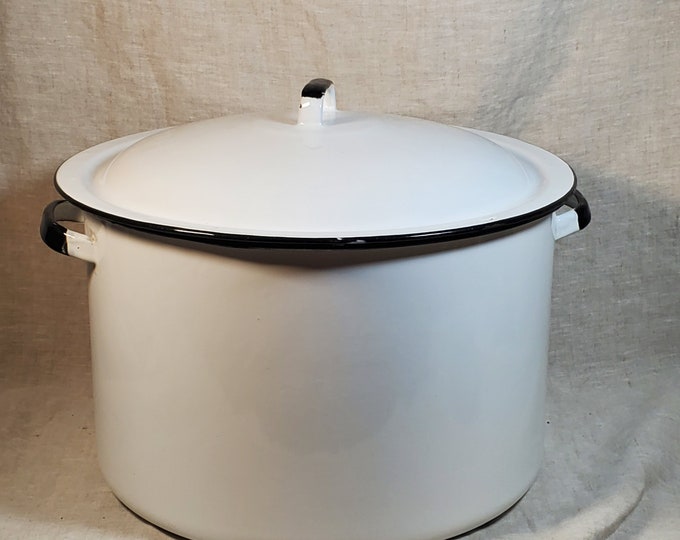 Vintage Black and White Enamel Canning, Stock Pot - Etsy