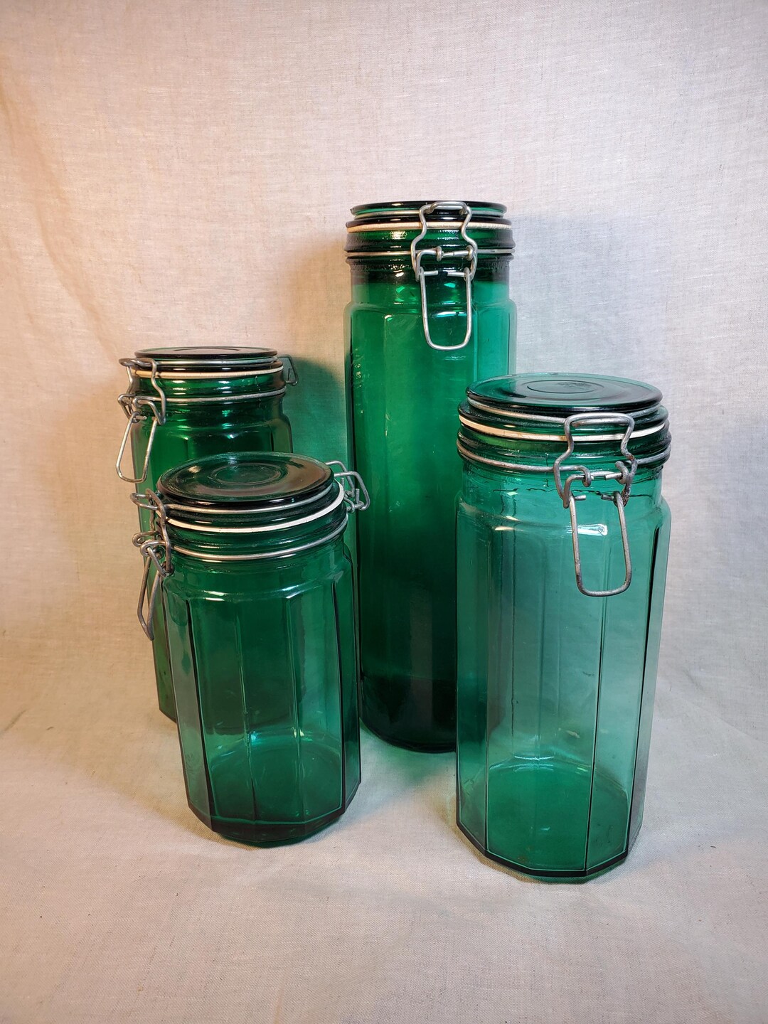 Set of 4 Emerald Green Kitchen Canisters (1892) - Etsy
