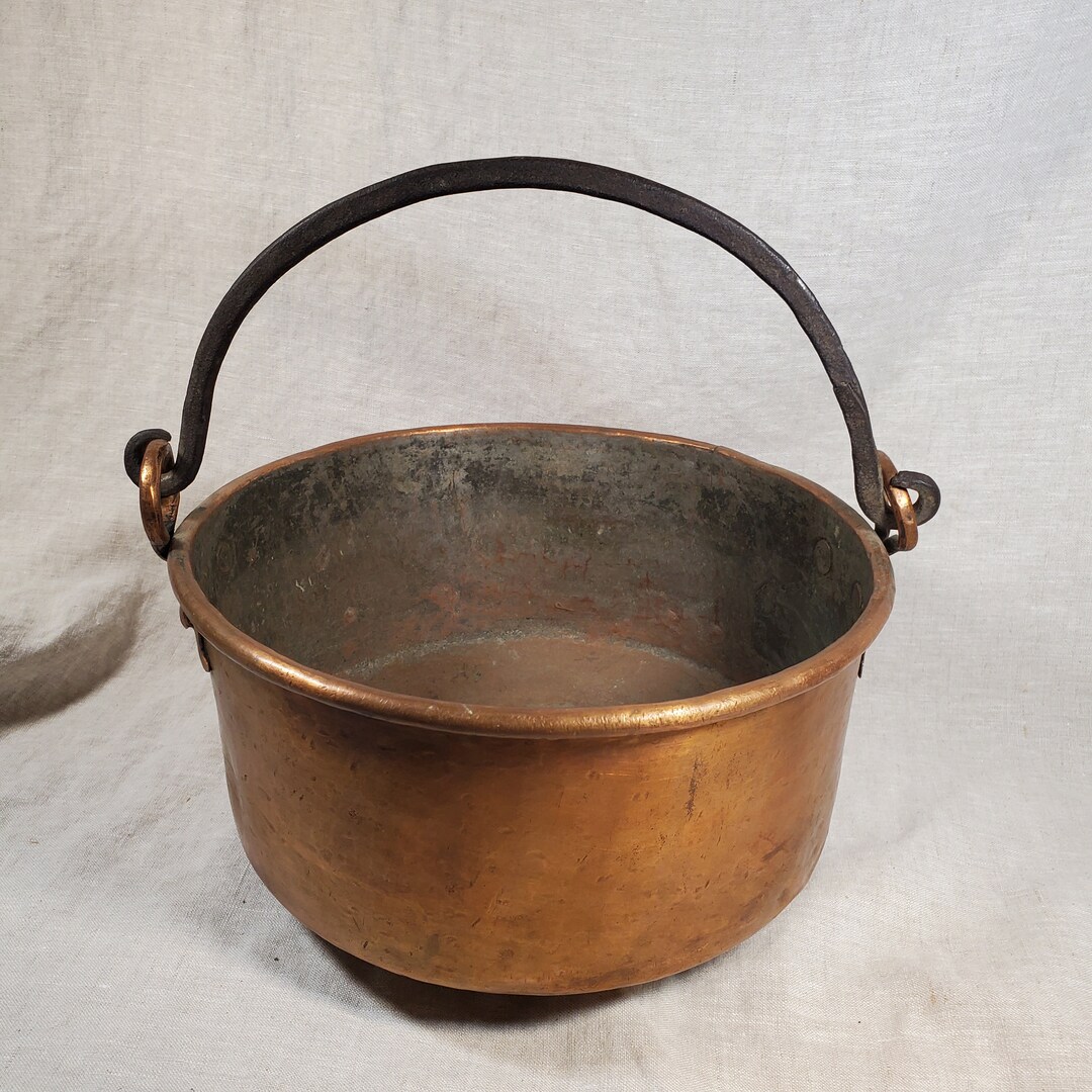 Vintage Copper Cauldron With Forged Handle 2009 - Etsy