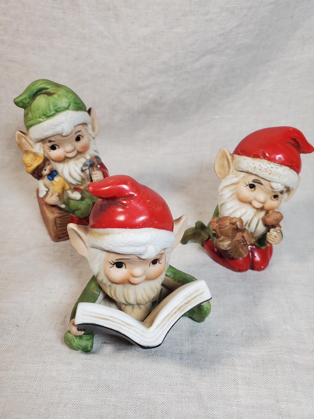 Vintage Set of 3 Homco Christmas Elf Figurines - Etsy