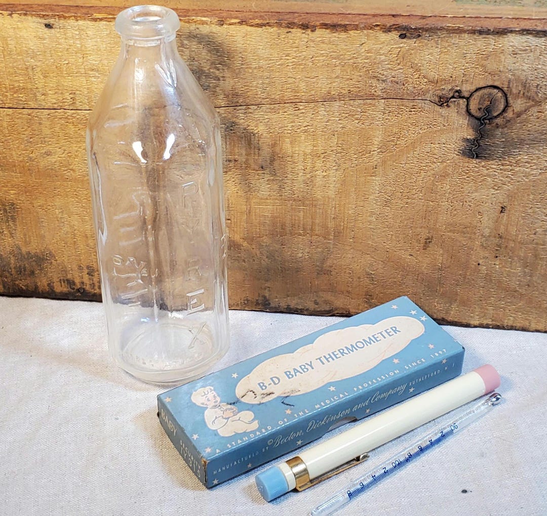 Vintage B-D Baby Thermometer and Pyrex Baby Bottle - Etsy