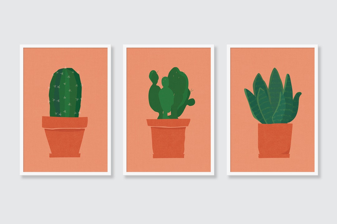 Cactus Poster 3SET! Instant Download Printable Plant Art Farmhouse Wall ...