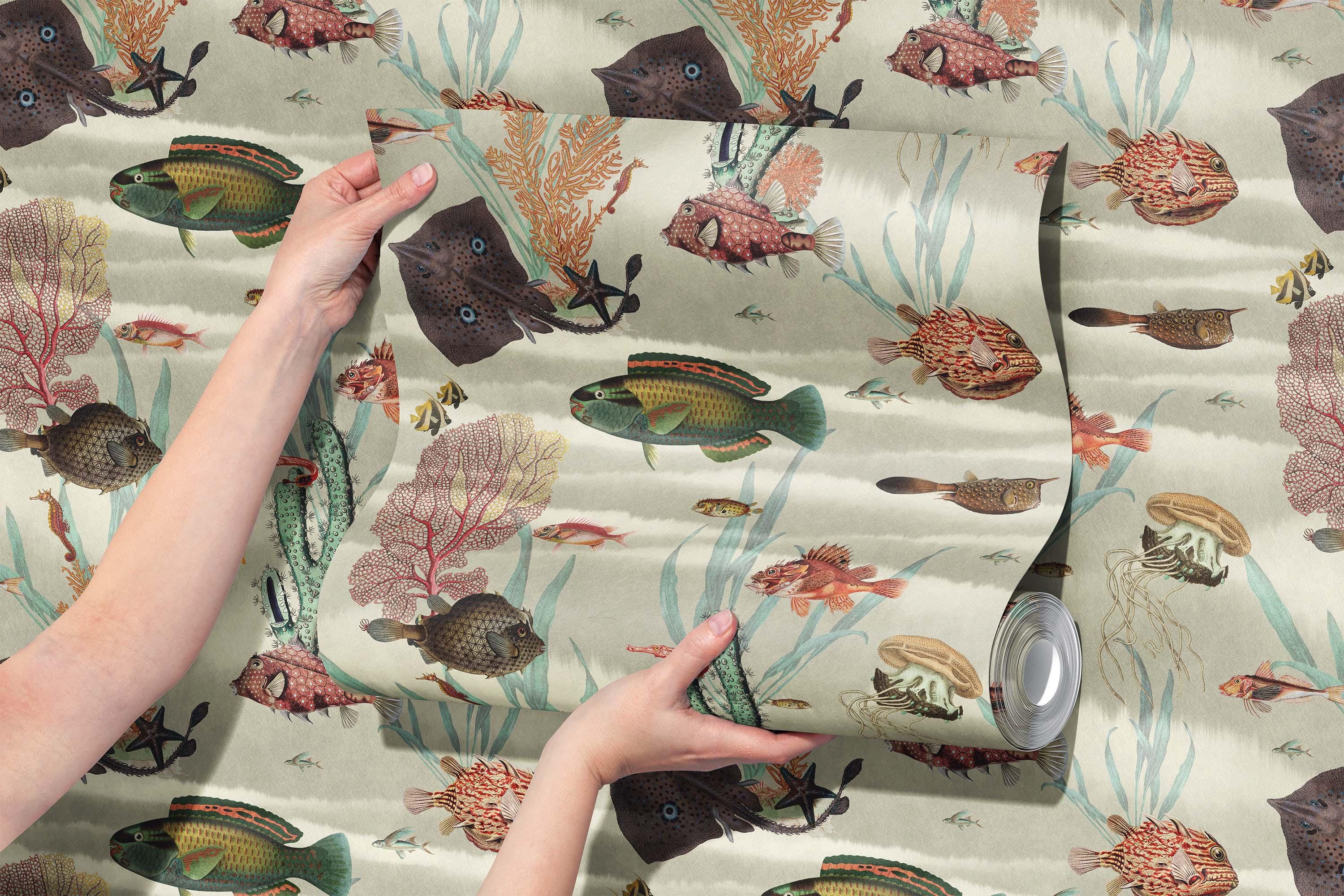 Exotic Fish Wallpaper | Sea Life Peel and Stick Wallpaper - Etsy