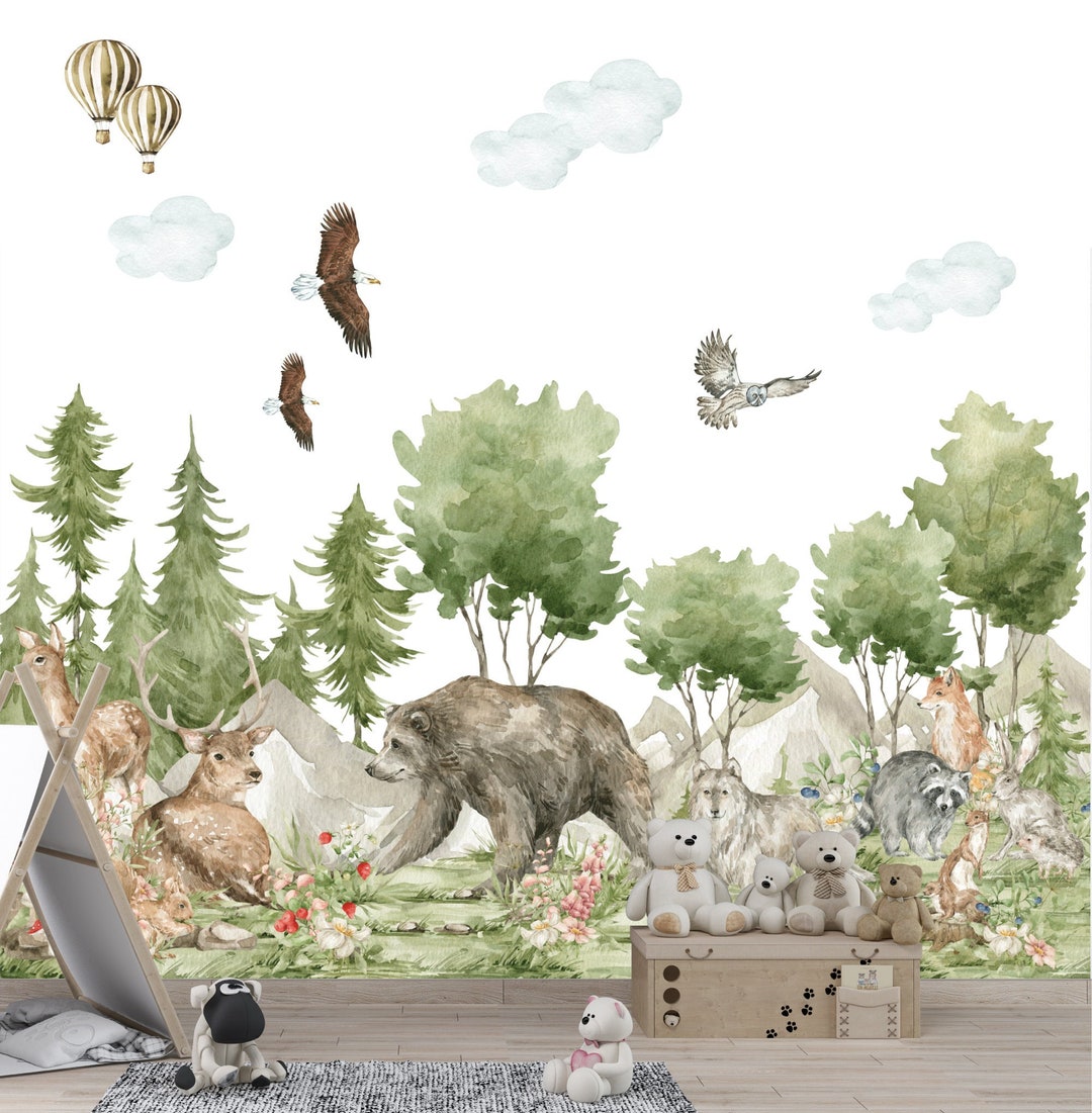 Forest Animals Wall Decal, Stickers for Kids Room, Woodland Animals ...