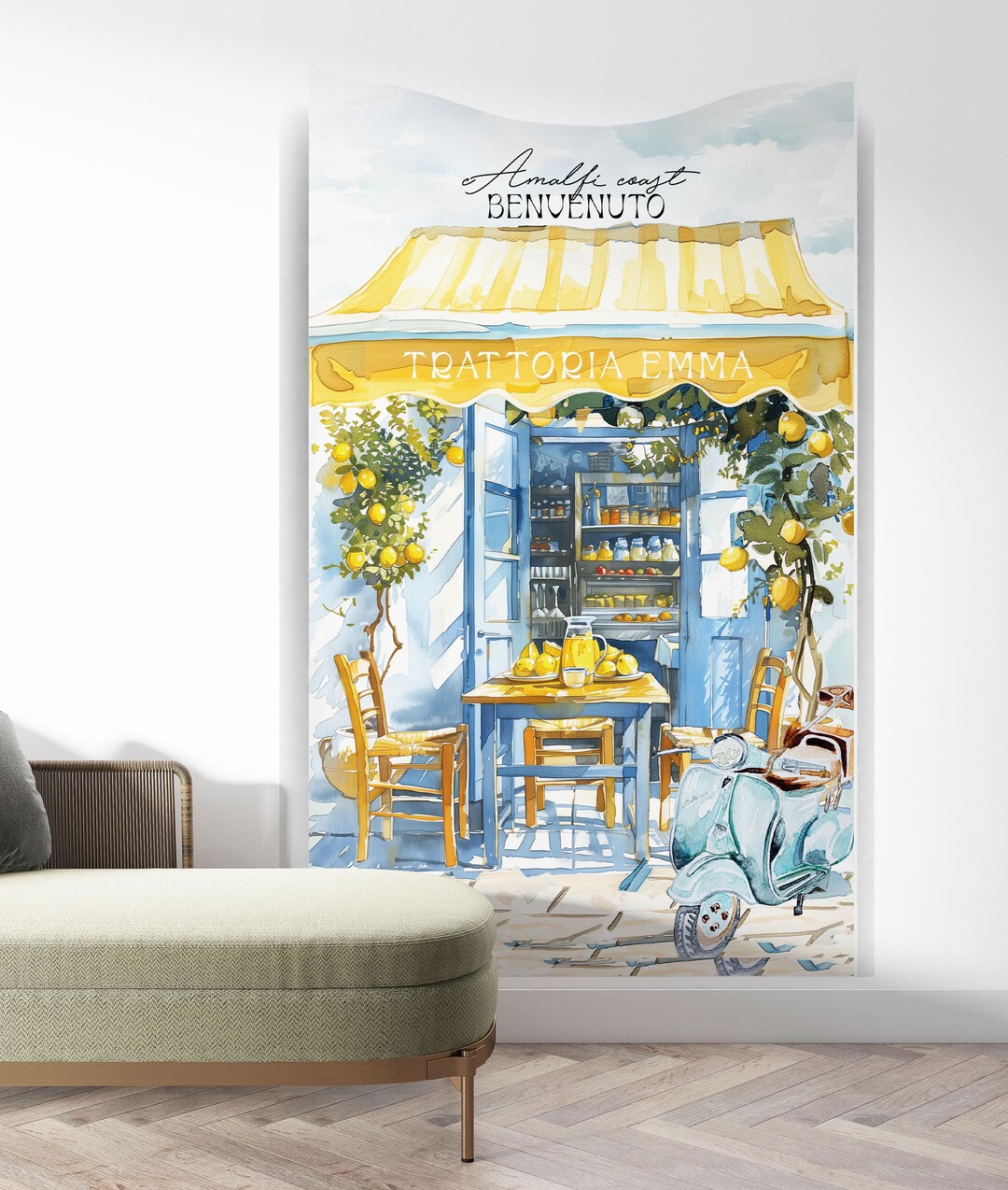 AMALFI COAST Backdrop for Party, ITALY Party Textile Banner ...