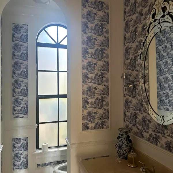 Dark Blue Toile De Jouy Wallpaper | Romantic Peel and Stick Decor - Etsy