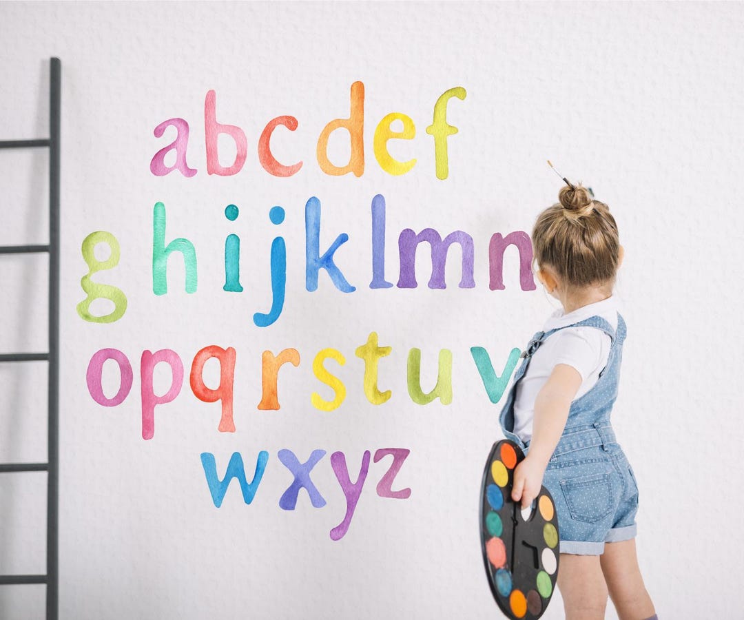Watercolor Rainbow Alphabet Wall Decals: Kids Nursery Decor - Etsy