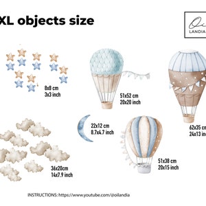 HOT AIR Blue BALLOONS Wall Decal, Vintage Hot Air Balloons Wall Decal ...