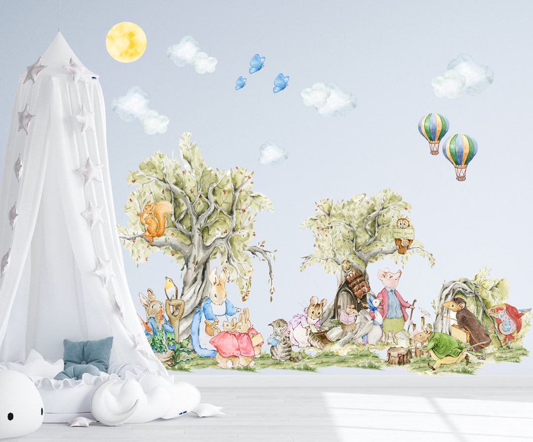 Peter Rabbit Wall Decal: Rabbit Wall Art Decal , Rabbit Nursery Decal ...