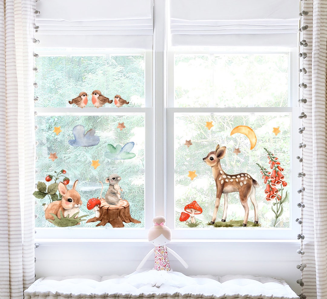 Window Stickers Easy to Put Any Window, Wild Woodland Animals for ...