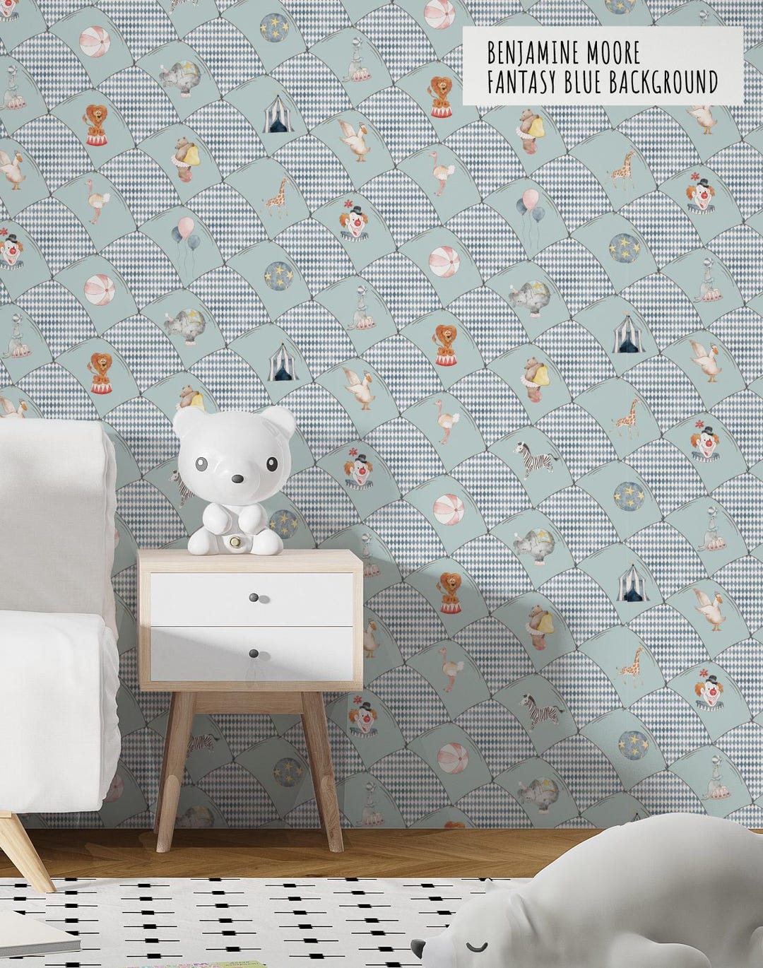 Blue Fantasy Circus Wallpaper Kids Room Fantasy Benjamin Moore ...