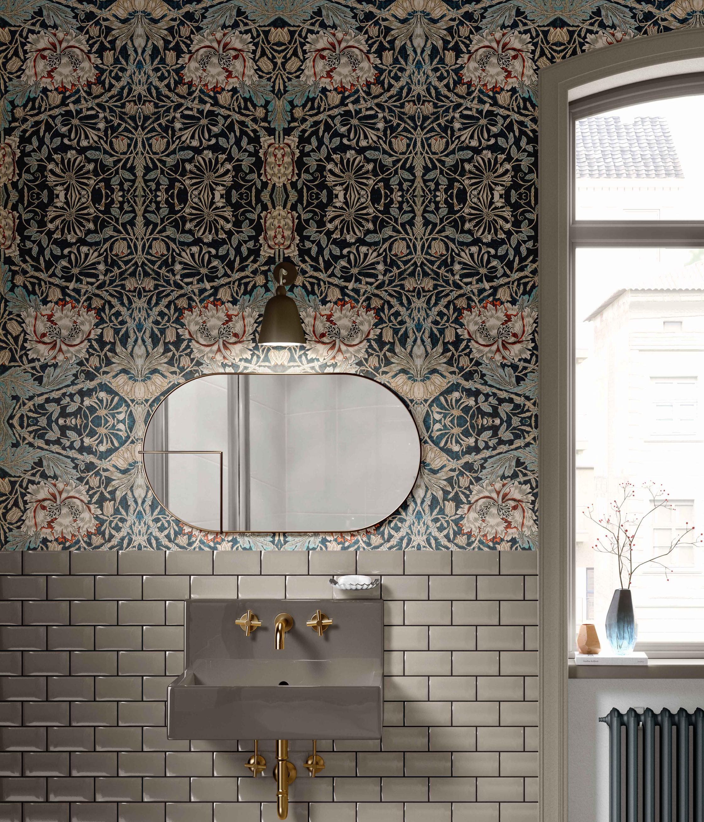 William Morris Style Floral Wallpaper | Art Nouveau Honeysuckle Design ...