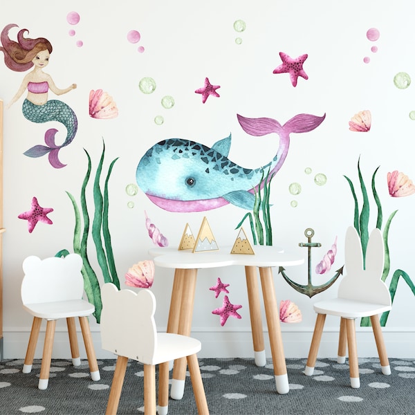Mermaid Wall Decals - Etsy