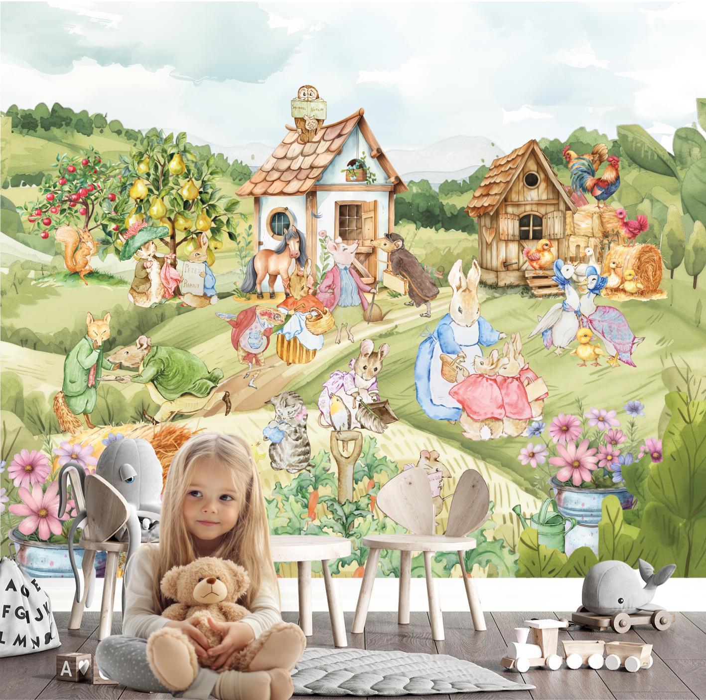 Beatrix Potter Toile Wallpaper