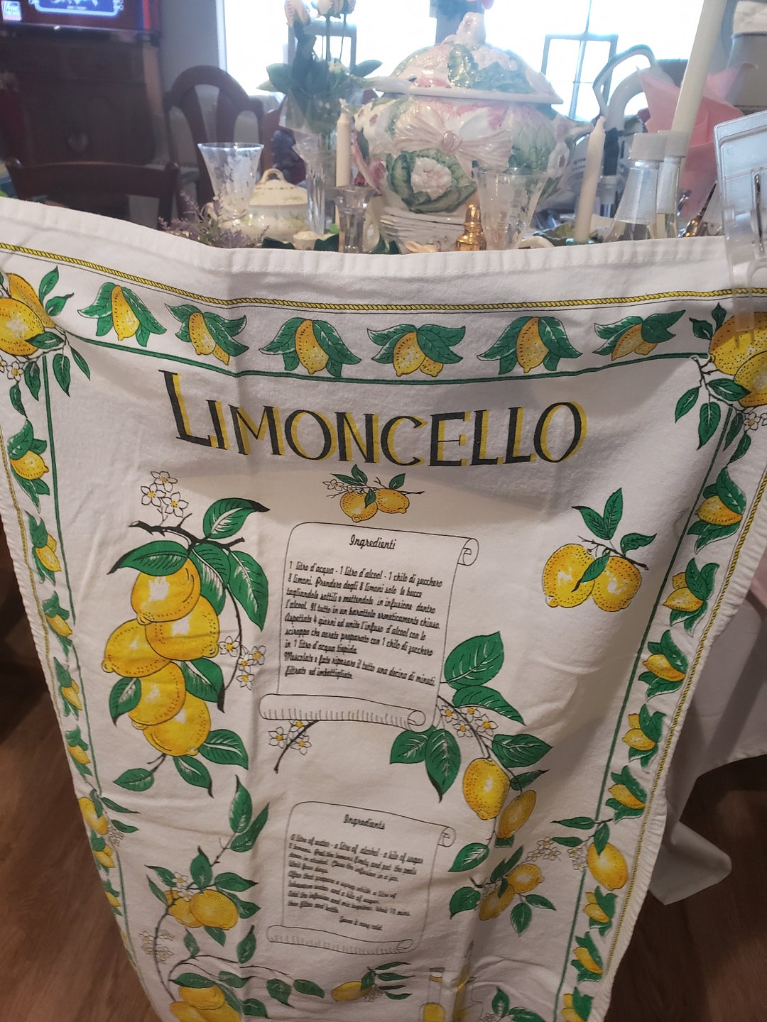 Italian Lemoncello Tea Towel. Beautiful Lemon Design. Recipe - Etsy
