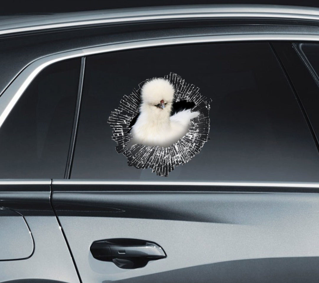 Silkie Chicken Car Sticker White Chicken Glass Chicken Sticker Hen ...