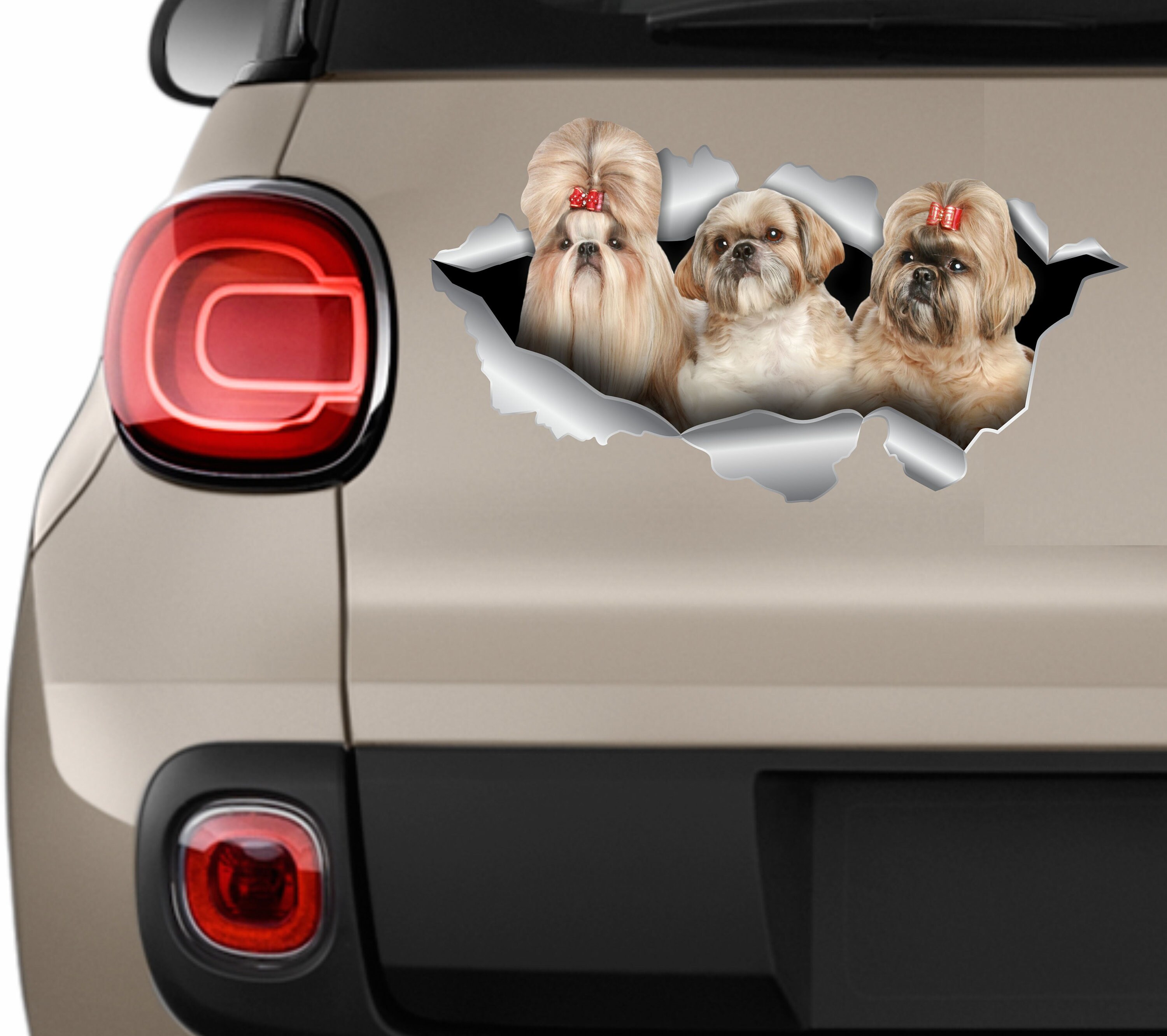Shih Tzu Car Sticker Funny Sticker Car Lady Dog Car Decal Shih Tzu ...