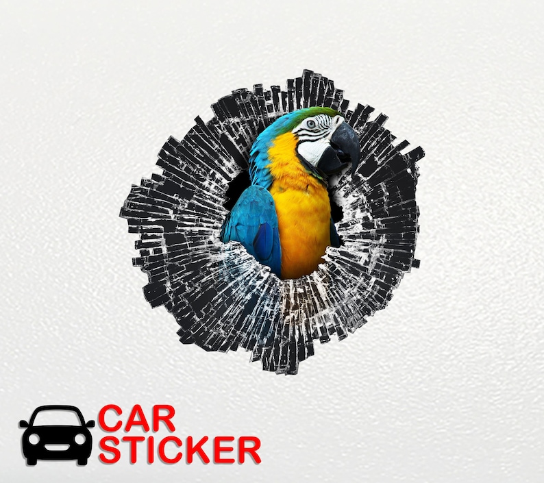 Parrot Sticker Macaw Stickers Blue and Yellow Macaw Car Decal Bird Car ...