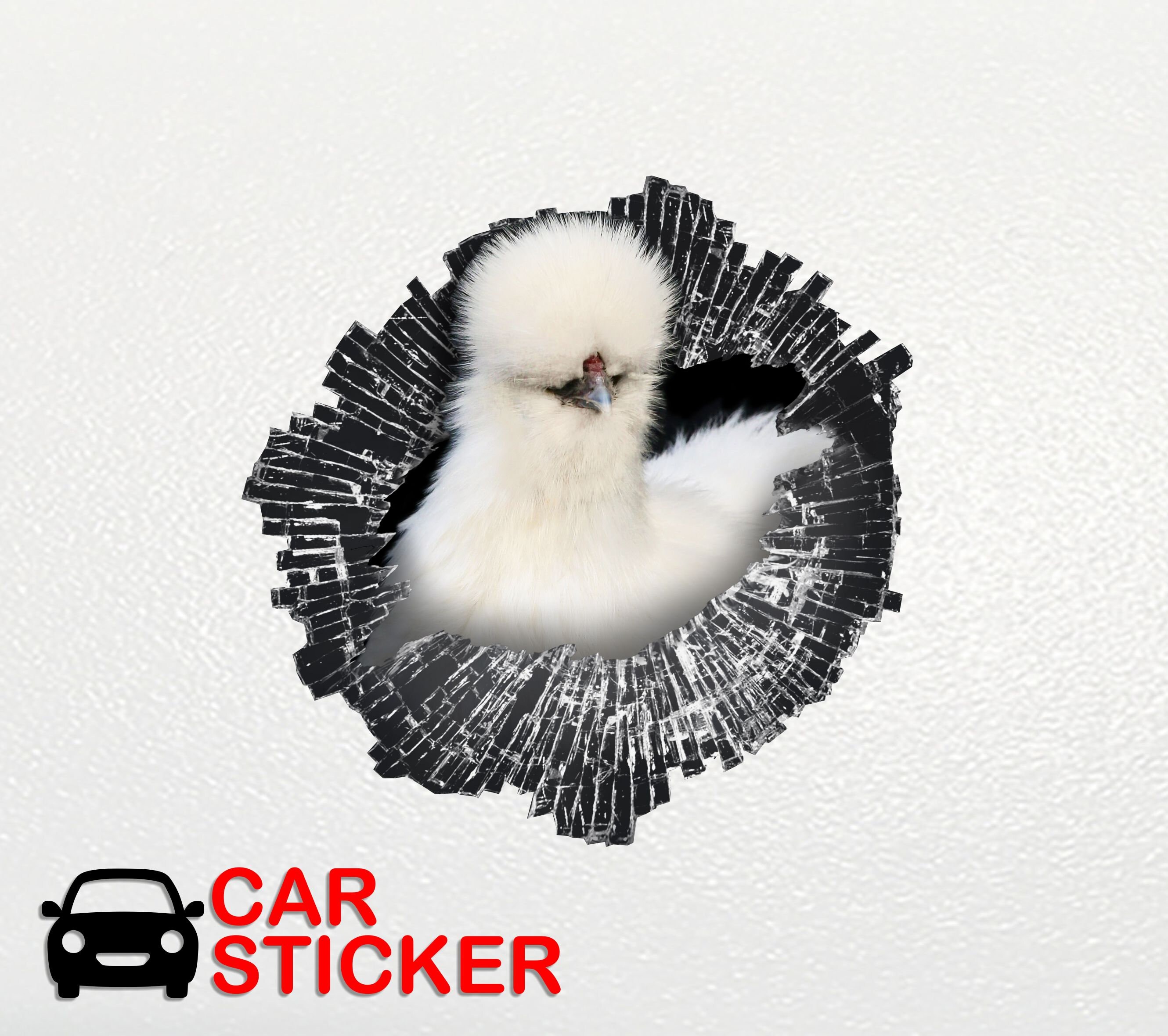 Silkie chicken Car sticker White chicken glass Chicken sticker | Etsy