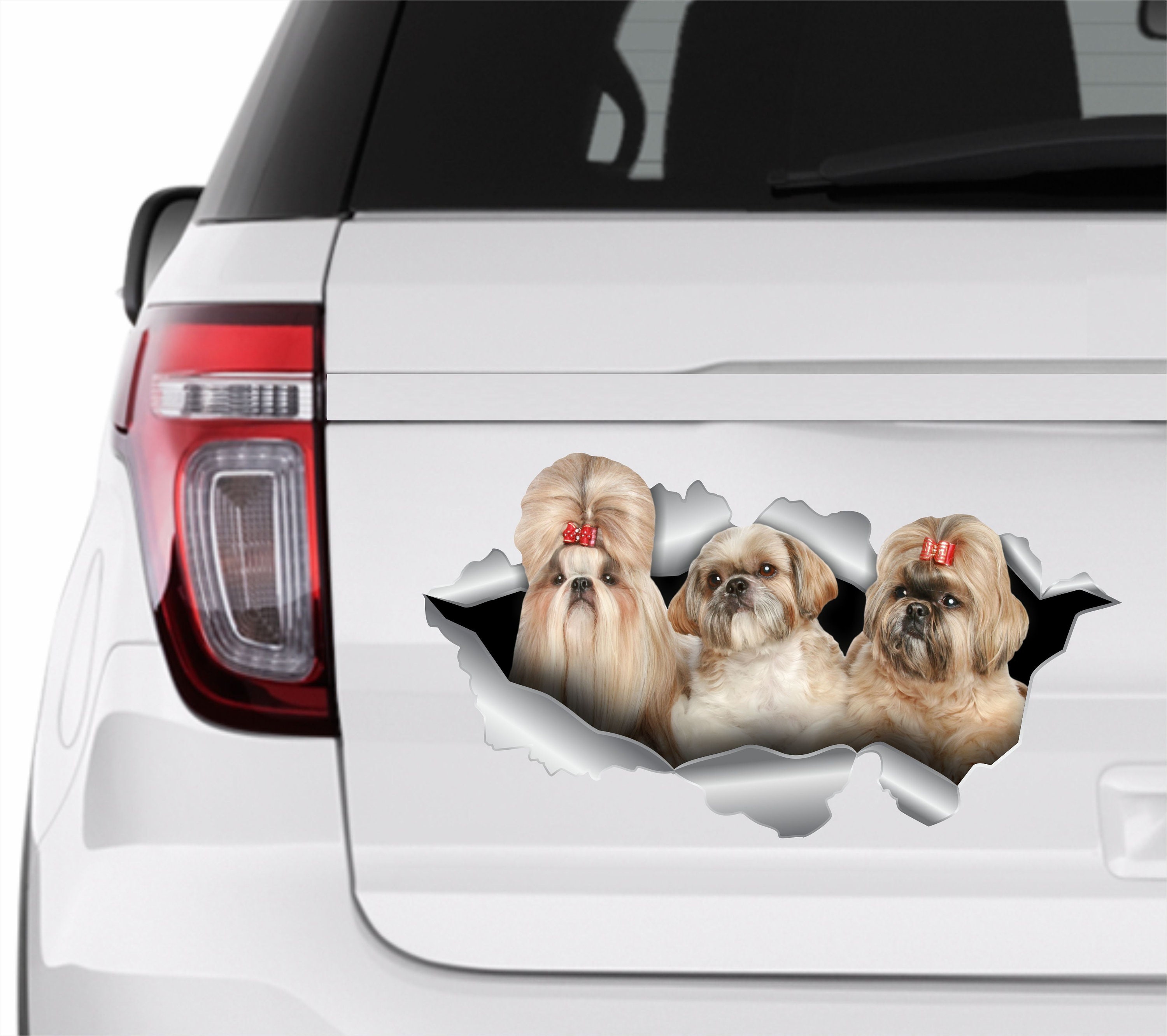 Shih Tzu Car Sticker Funny Sticker Car Lady Dog Car Decal Shih Tzu ...