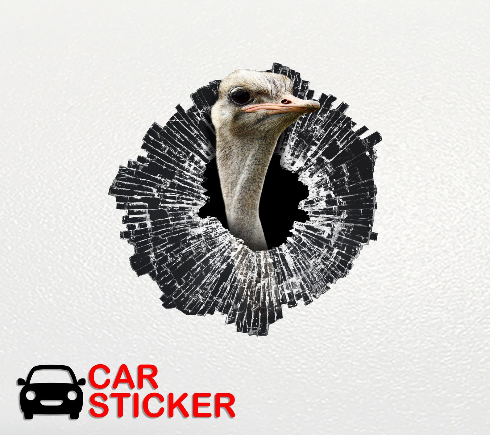 Car Sticker Car Decal Ostrich Sticker Broken Window Ostrich Decal Funny ...