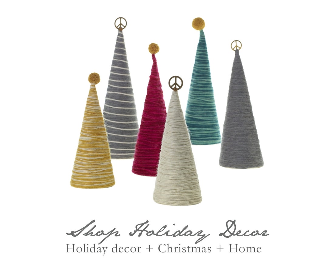 3 PC Christmas Tree Decor, Wool Christmas Trees, Tree Topper, Modern ...