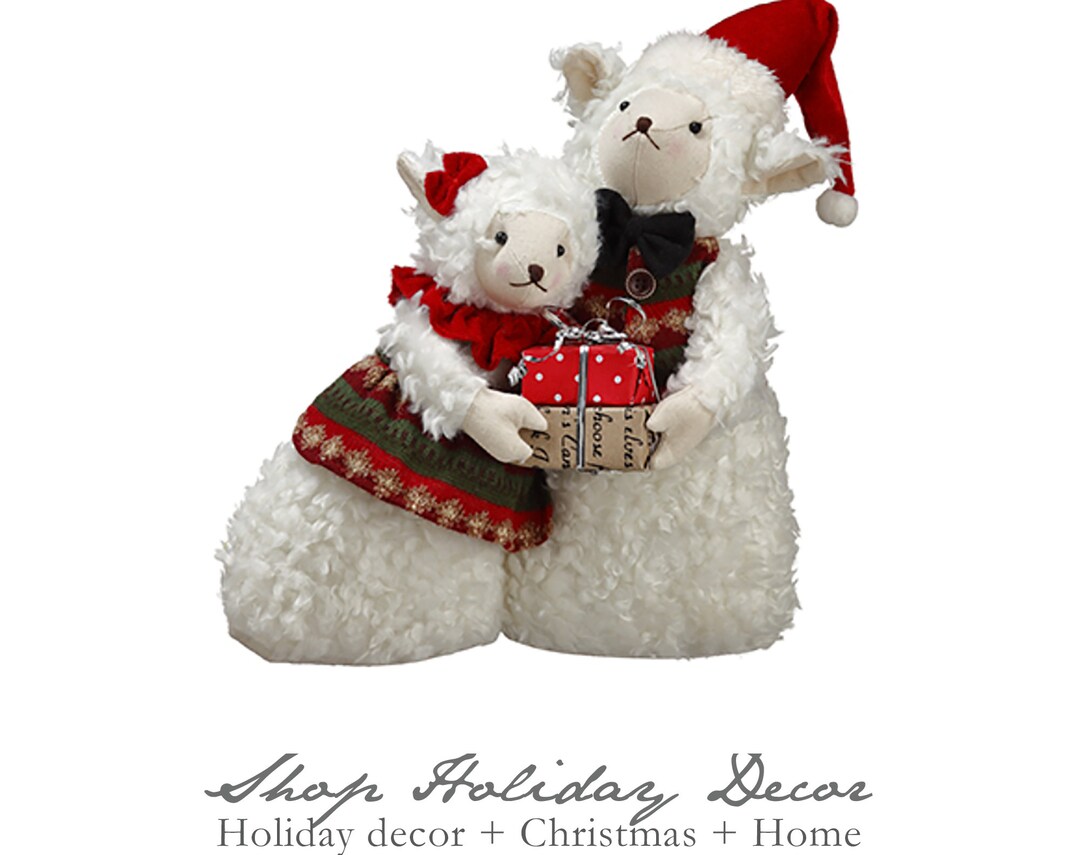 ON SALE, Christmas, Mr. & Mrs. Sheep, Christmas Decor, Mantle Decor ...